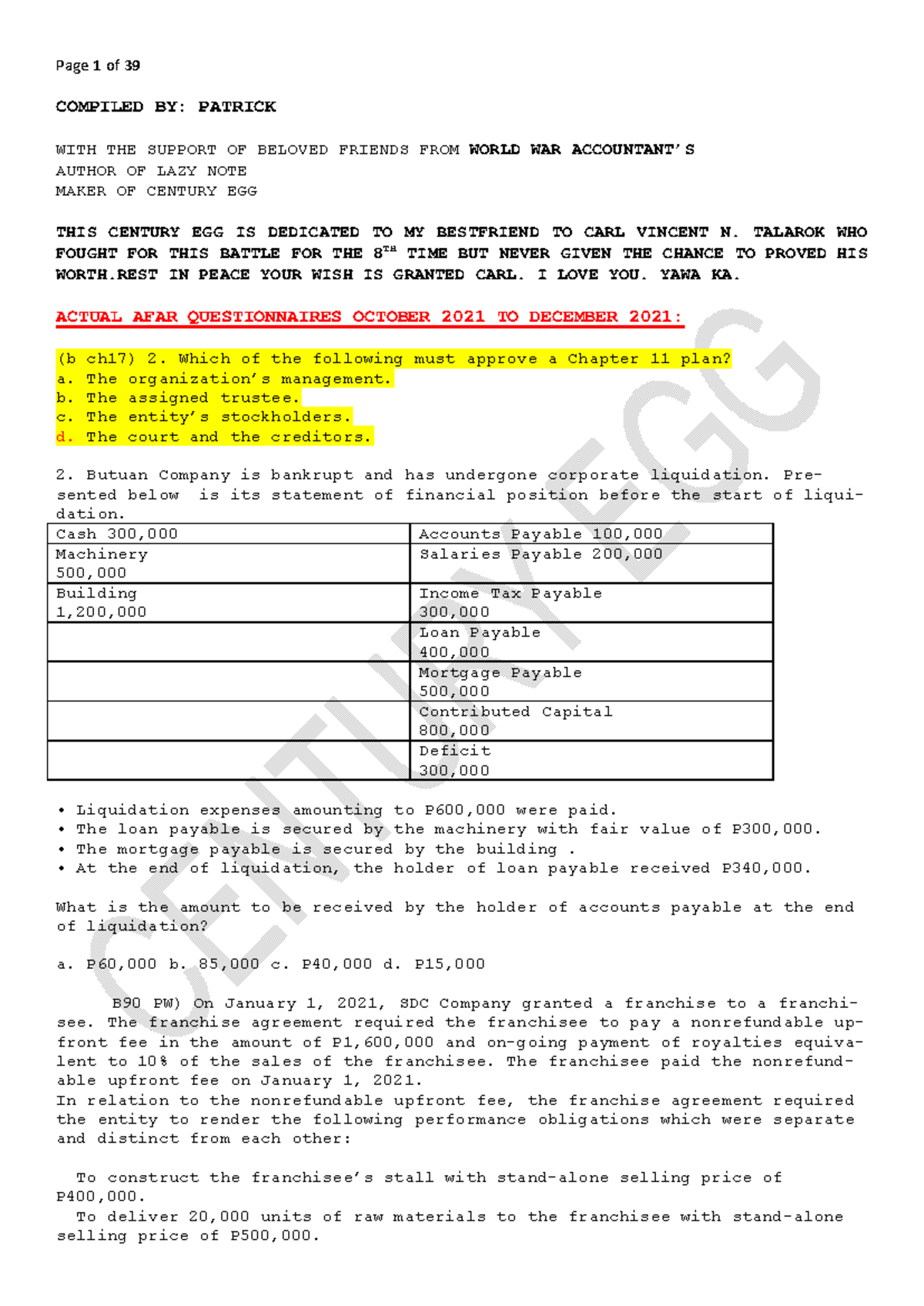 AFAR CEGG - adasdas sadasdasd adsa - COMPILED BY: PATRICK WITH THE ...