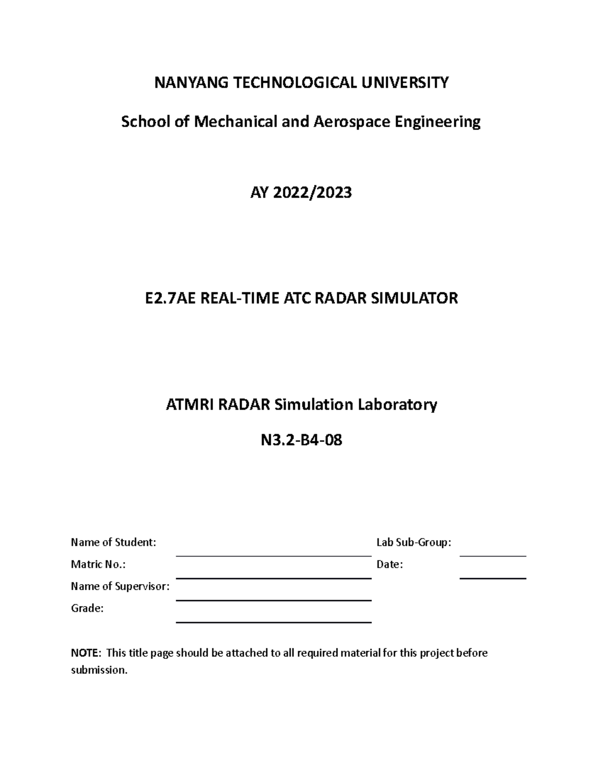 E2-7AE Lab exercise 20220812 - NANYANG TECHNOLOGICAL UNIVERSITY School ...
