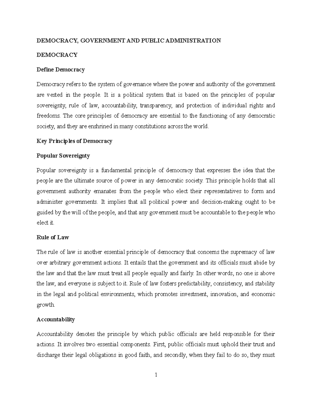 Democracy, Government AND Public Administration - DEMOCRACY, GOVERNMENT ...