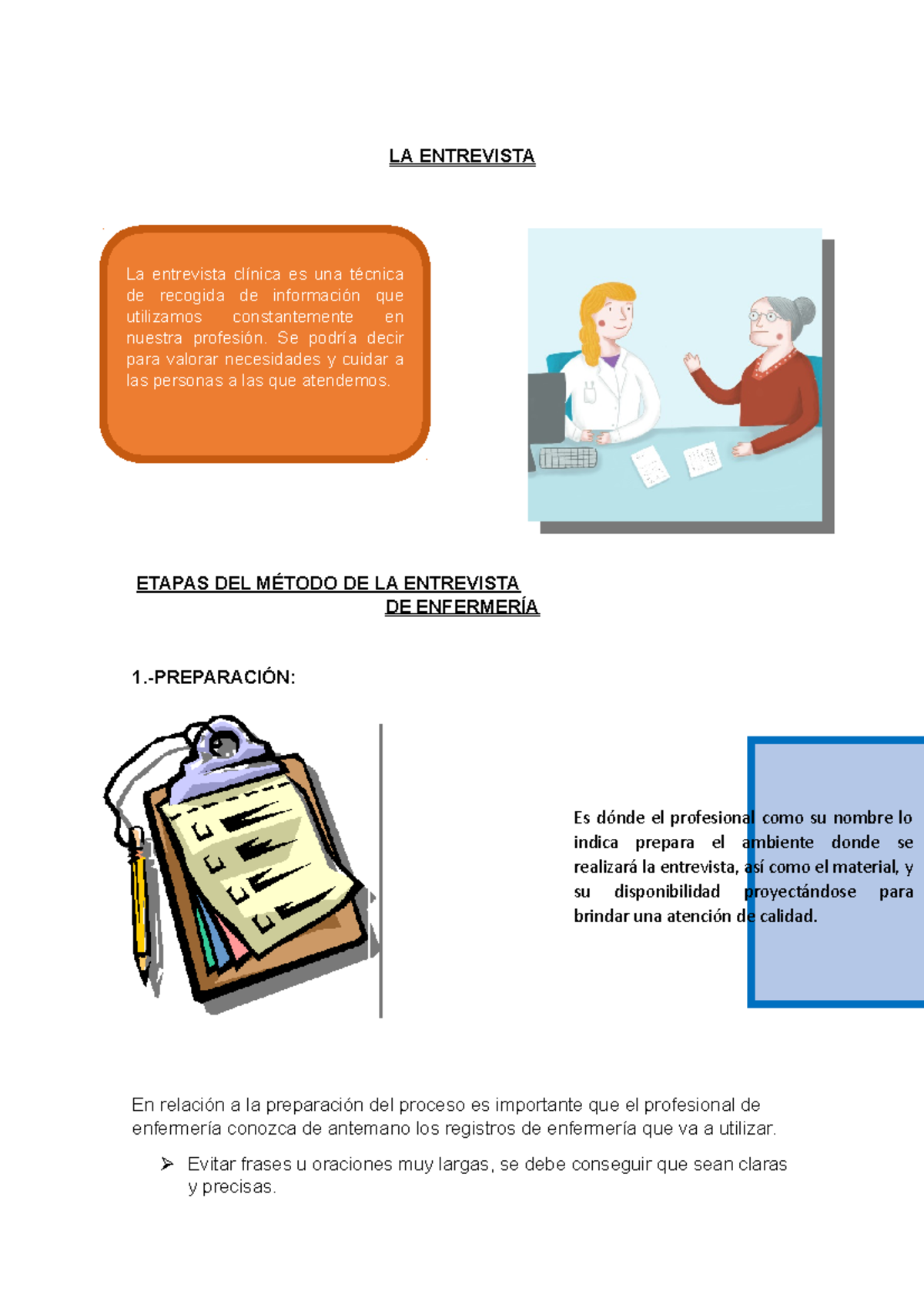 La Entrevista de enfermera paciente en el hospital - LA ENTREVISTA ...