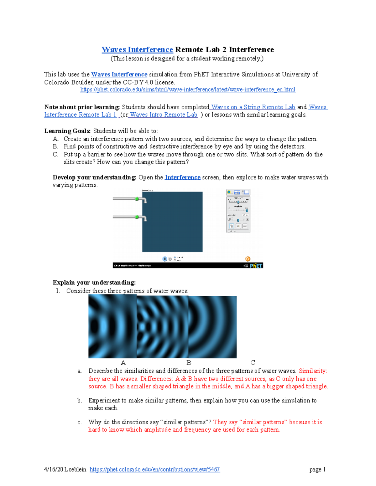 Jovann Contreras - [Template] Waves Interference Remote Lab2 - Waves Interference Remote Lab 2 ...