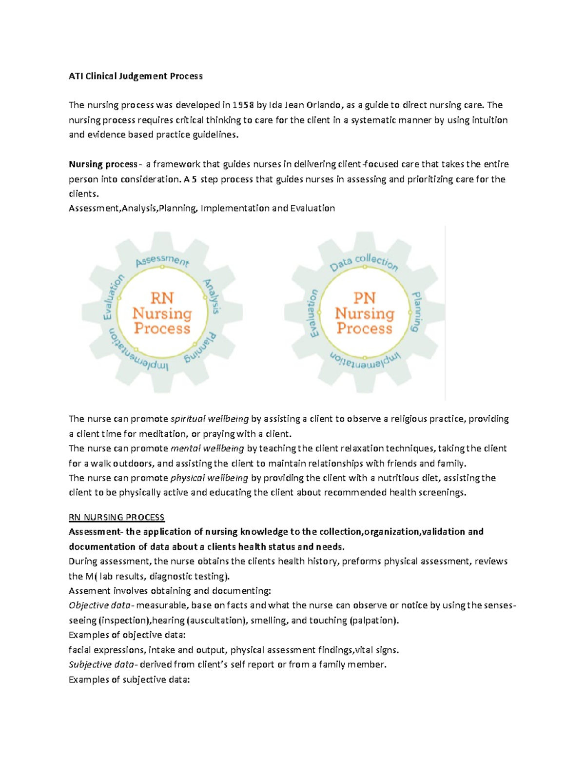 Ati PN clincal judgement notes - ATI Clinical Judgement Process The ...