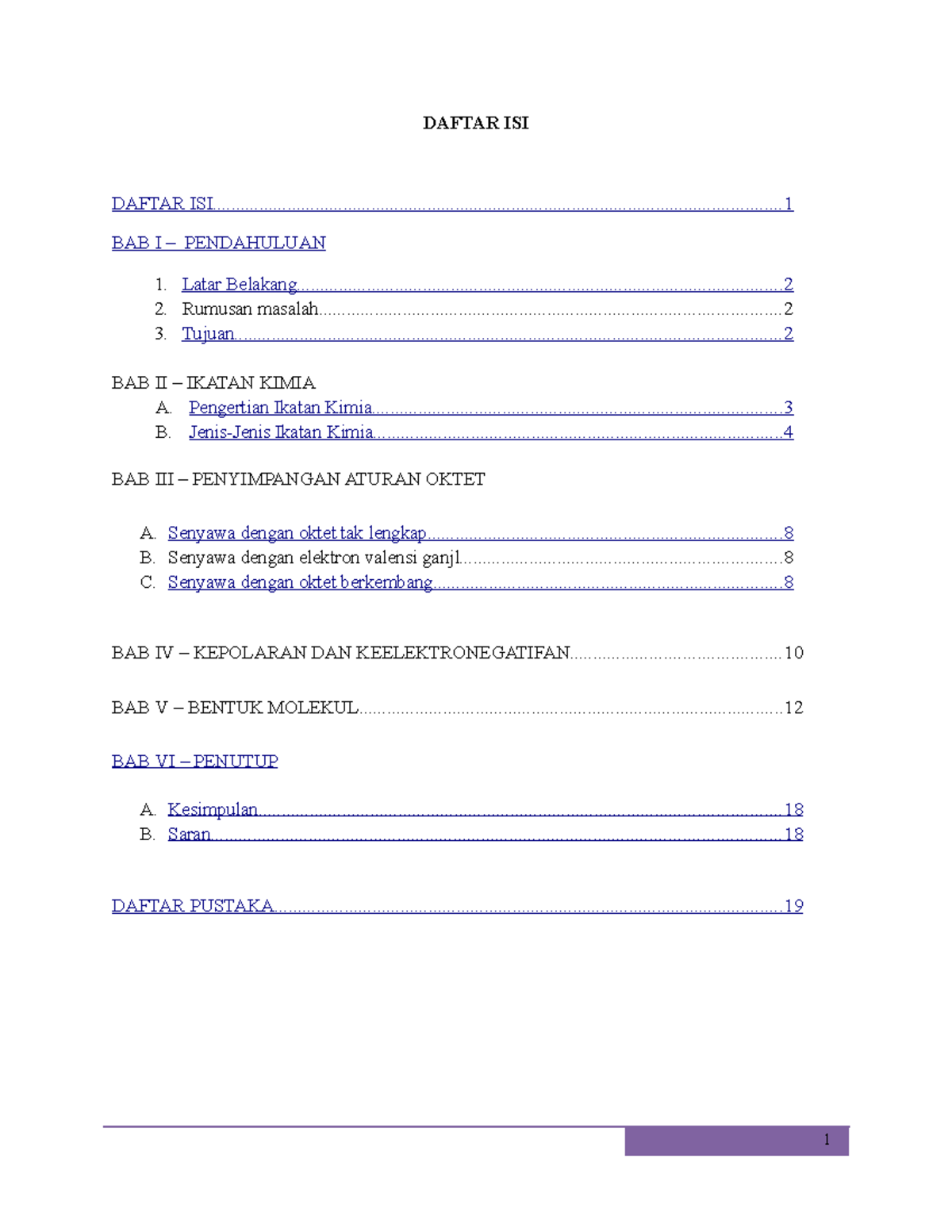 Makalah Kimiaaaaa - 1 DAFTAR ISI DAFTAR - Studocu