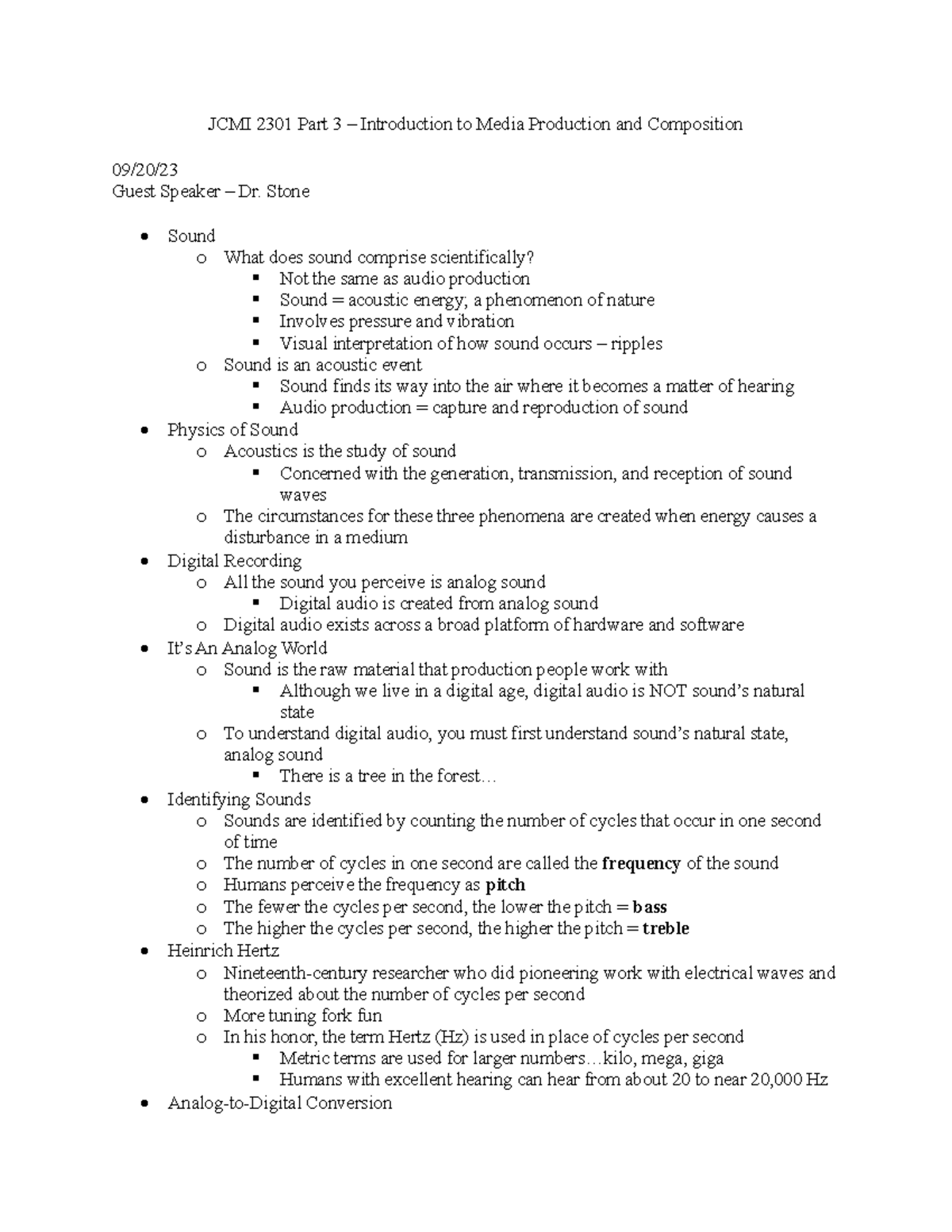 JCMI 2301 Part 3 – Introduction to Media Production and Composition ...