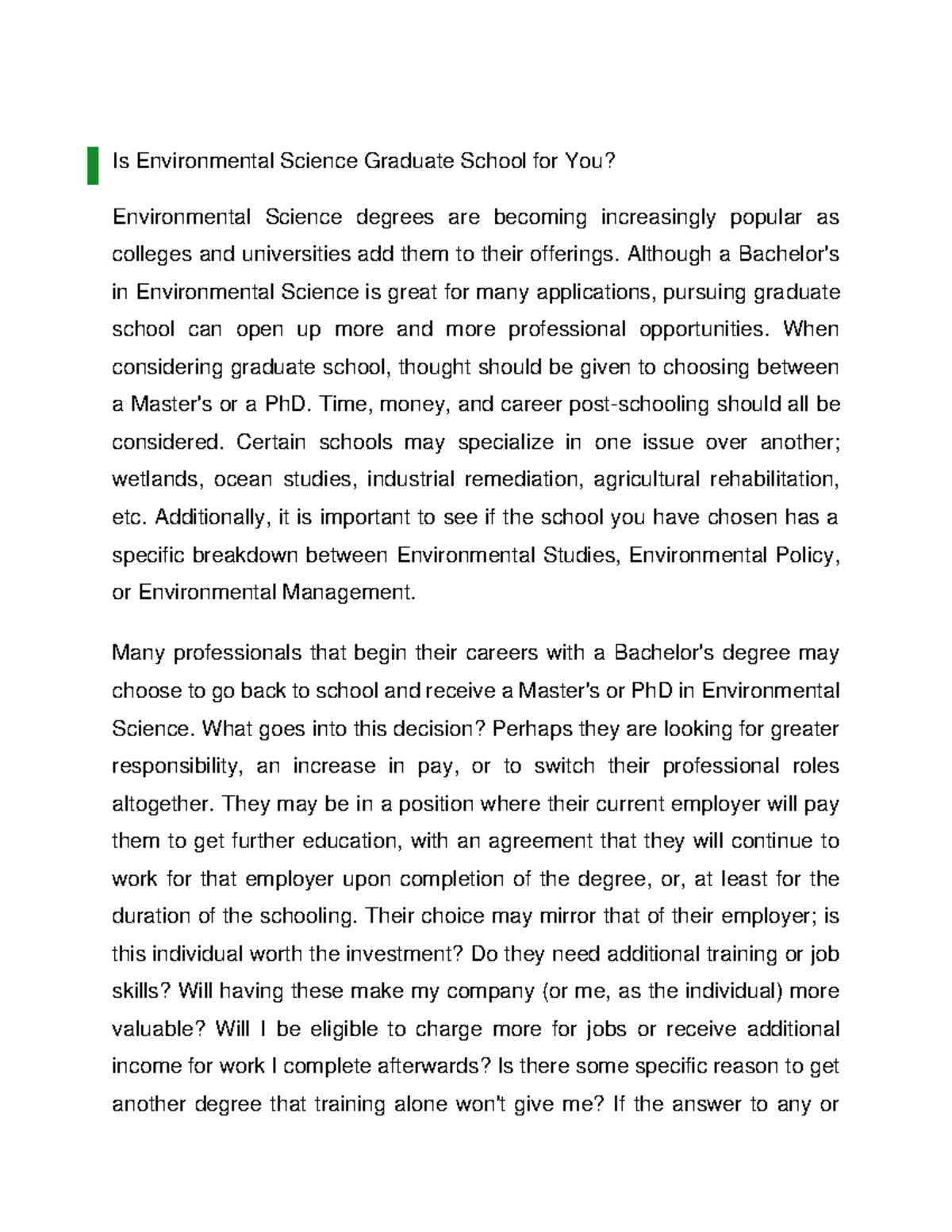 Is Environmental Science Graduate School for You - Is Environmental ...