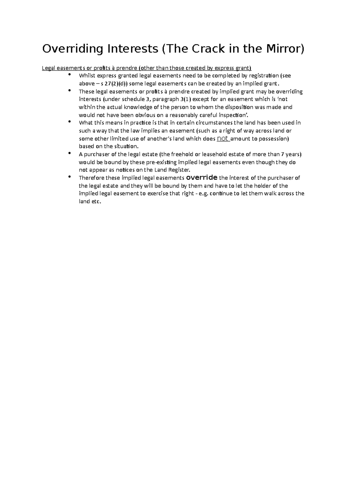 Overriding Interests - Lecture notes 2 - Overriding Interests (The ...