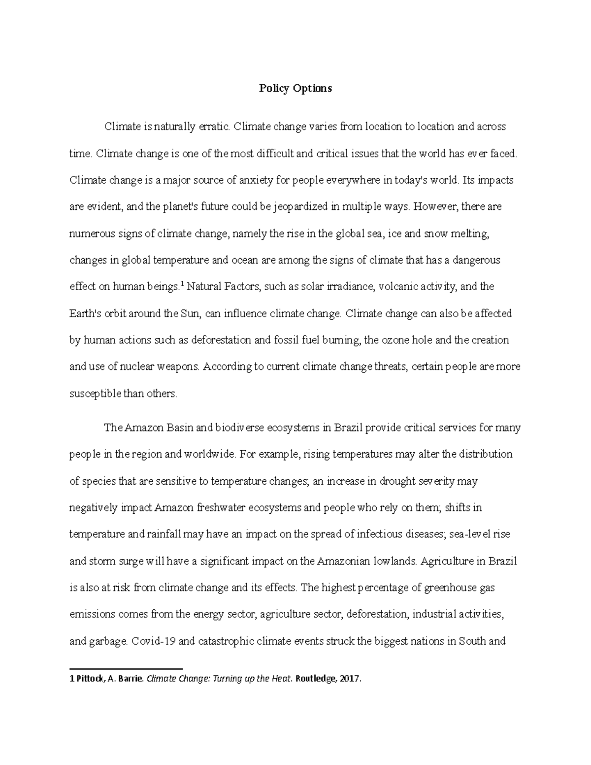 Climate Change Policy Options - Policy Options Climate is naturally ...