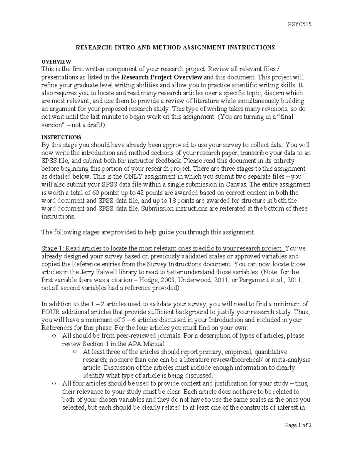 Research Intro and Methods Assignment Instructions - RESEARCH: INTRO ...