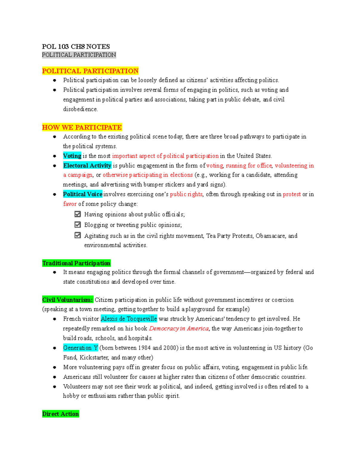 POL 103 CHP8 Notes - POL 103 - CUNY - Studocu
