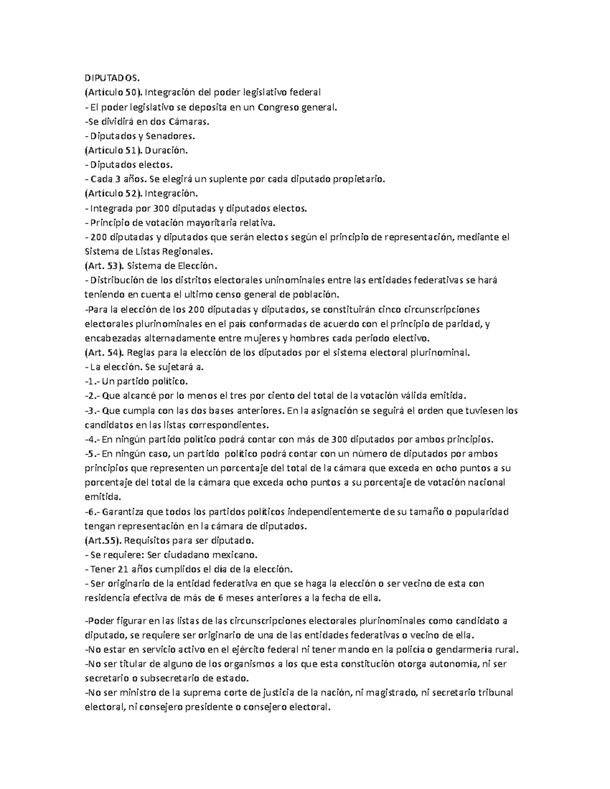 Diputados - articulos 50 a 79 - DIPUTADOS. (Artículo 50). Integración ...