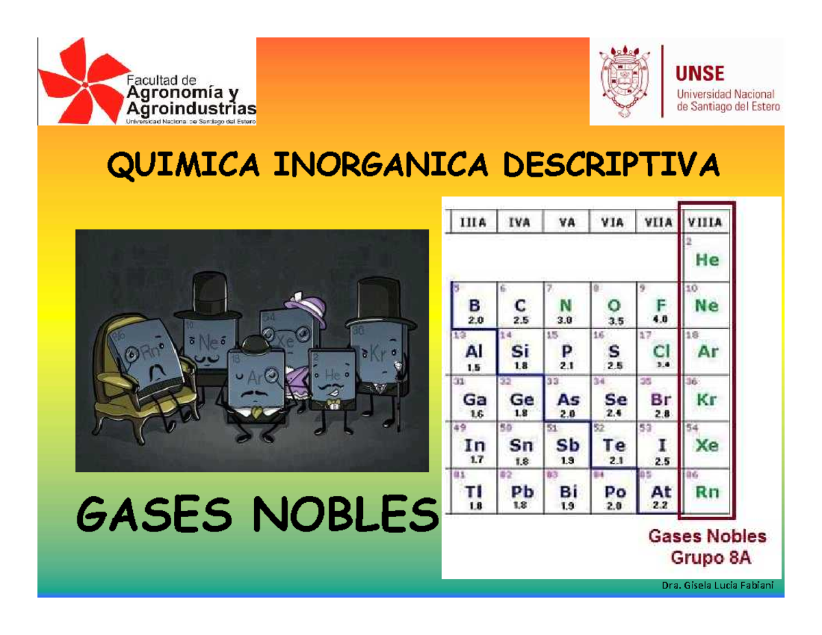 Clase 19-Grupo VIII - ... - GASES NOBLES QUIMICA INORGANICA DESCRIPTIVA ...