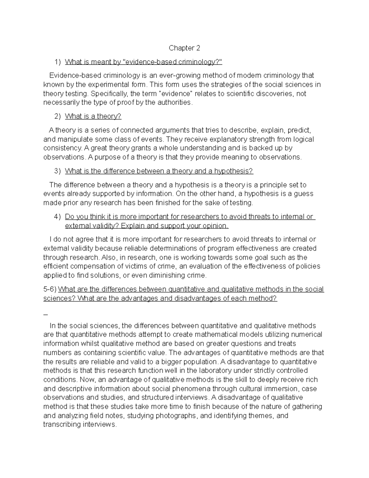 Week 2 Assignment- Criminology - Chapter 2 What is meant by "evidence ...