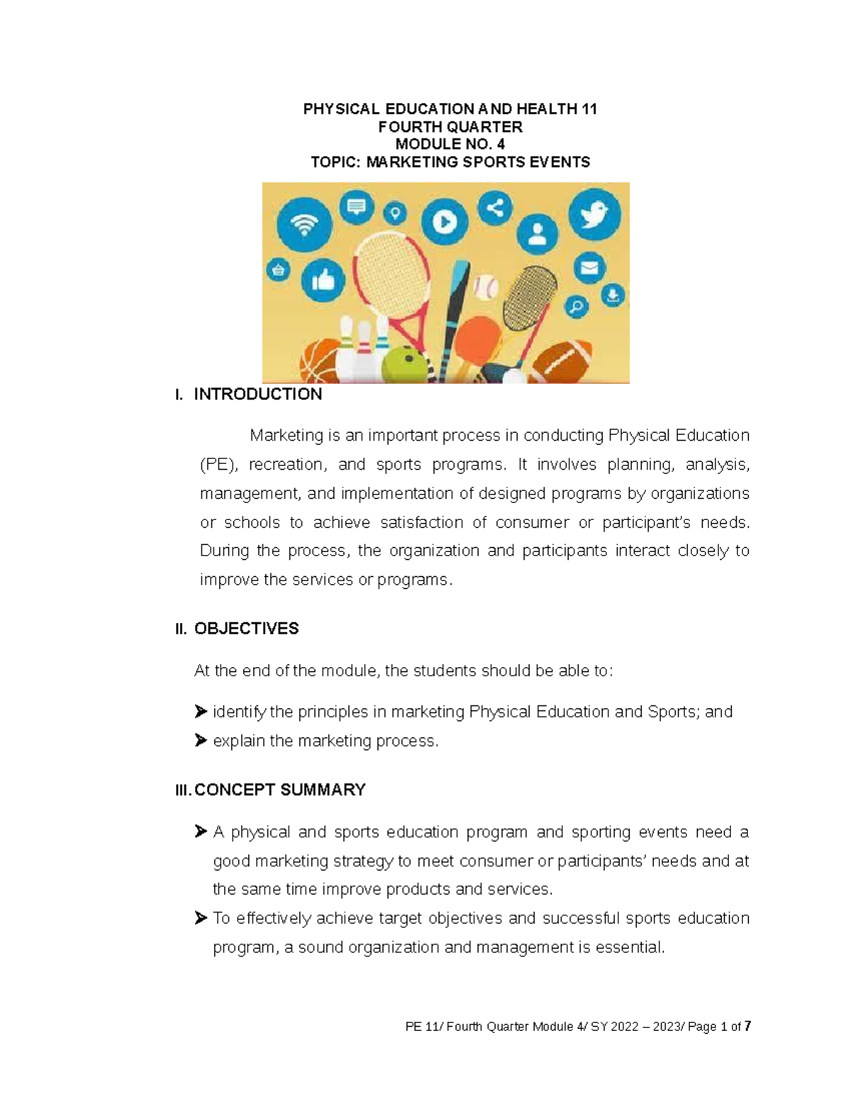 11 PE Module 4 4th Q ok - lecture about pe - PE 11/ Fourth Quarter ...