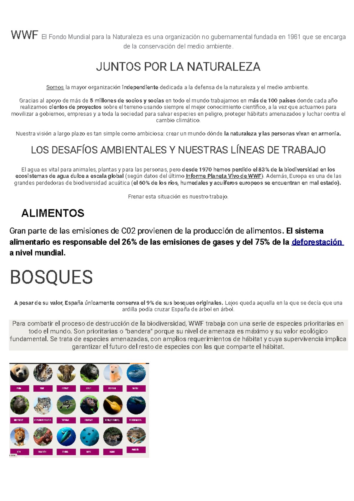 Trabajo ong - WWF El Fondo Mundial para la Naturaleza es una ...