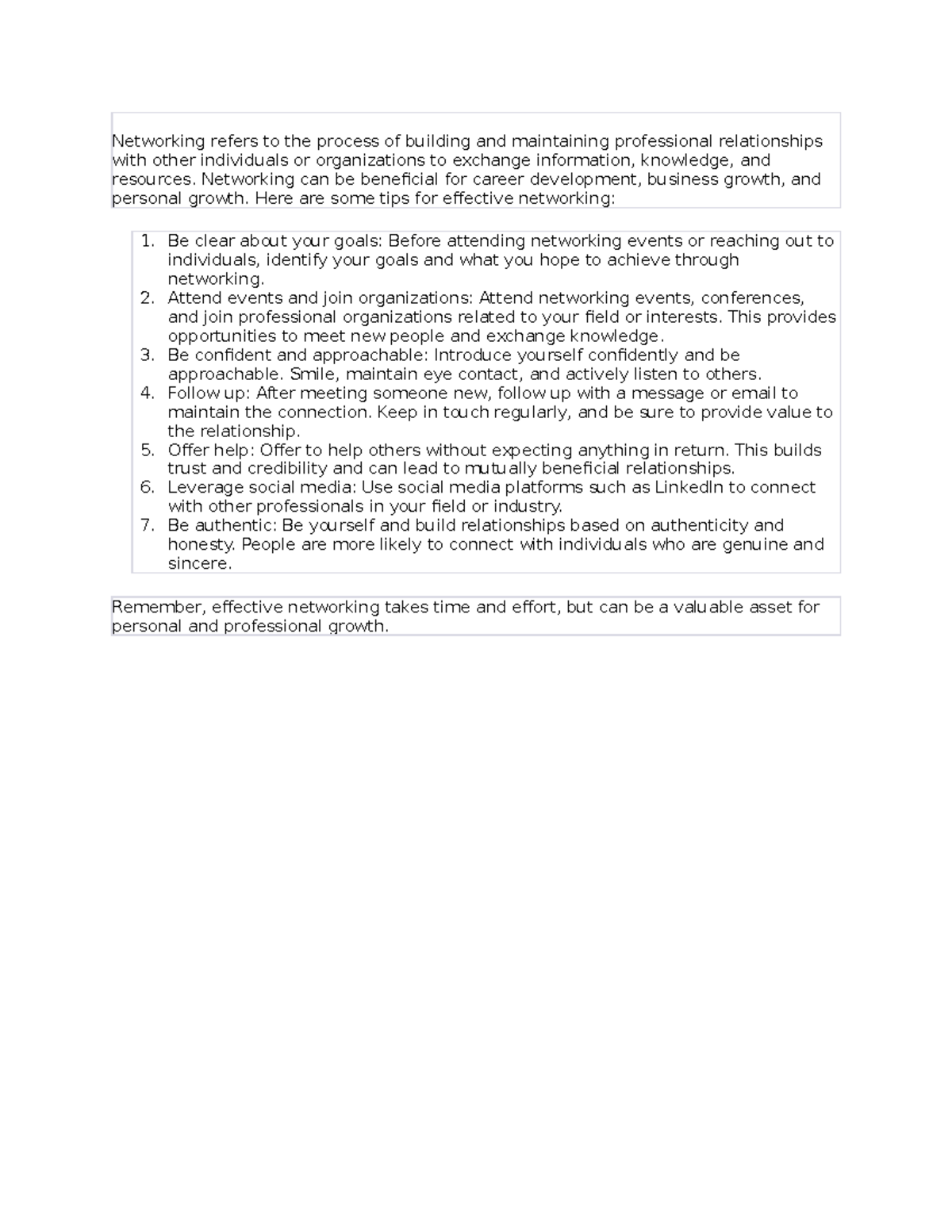 Networking - good notes - Networking refers to the process of building ...