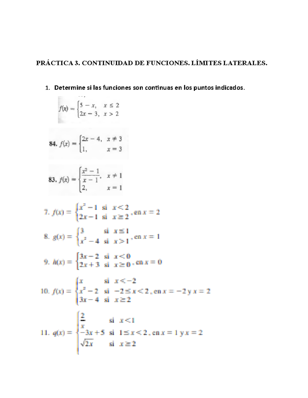 Práctica 3. Continuidad DE Funciones. - Contabilidad financiera - PRÁCTICA 3. CONTINUIDAD DE ...
