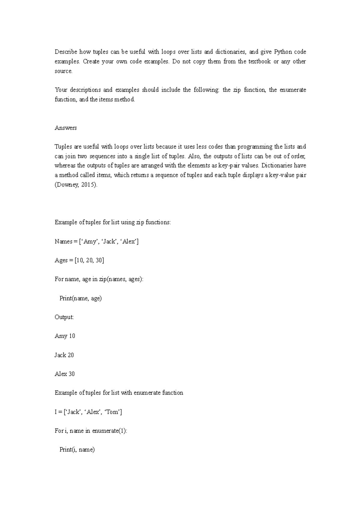 Cs1101 unit 7 discussion№76658 - Describe how tuples can be useful with loops over lists and ...