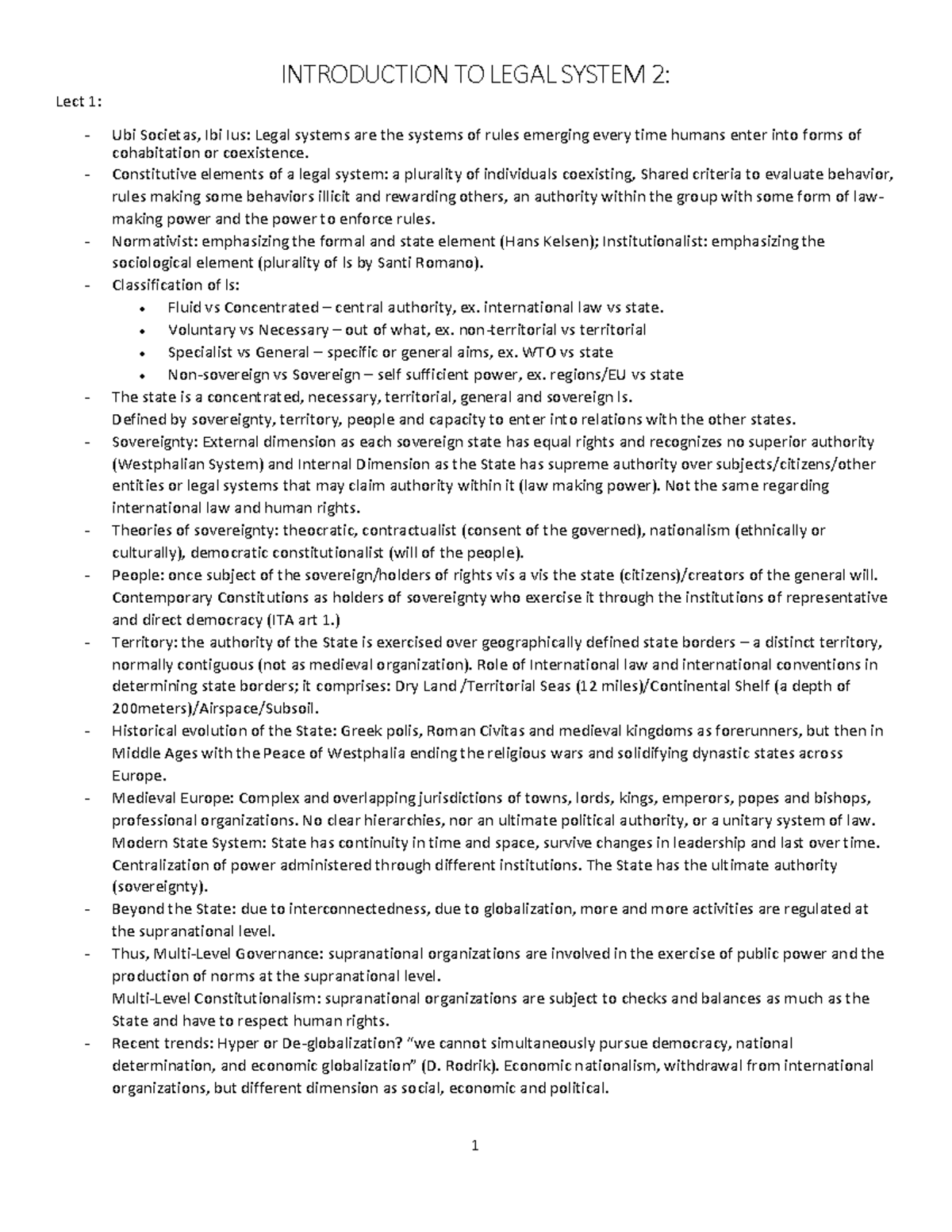 Introduction TO Legal System 2 - INTRODUCTION TO LEGAL SYSTEM 2: Lect 1 ...