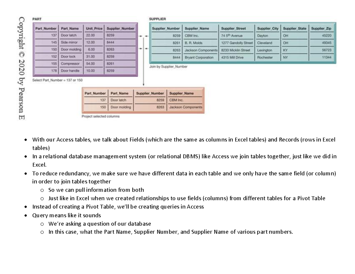 Final Exam Review Basic Concepts - With our Access tables, we talk ...