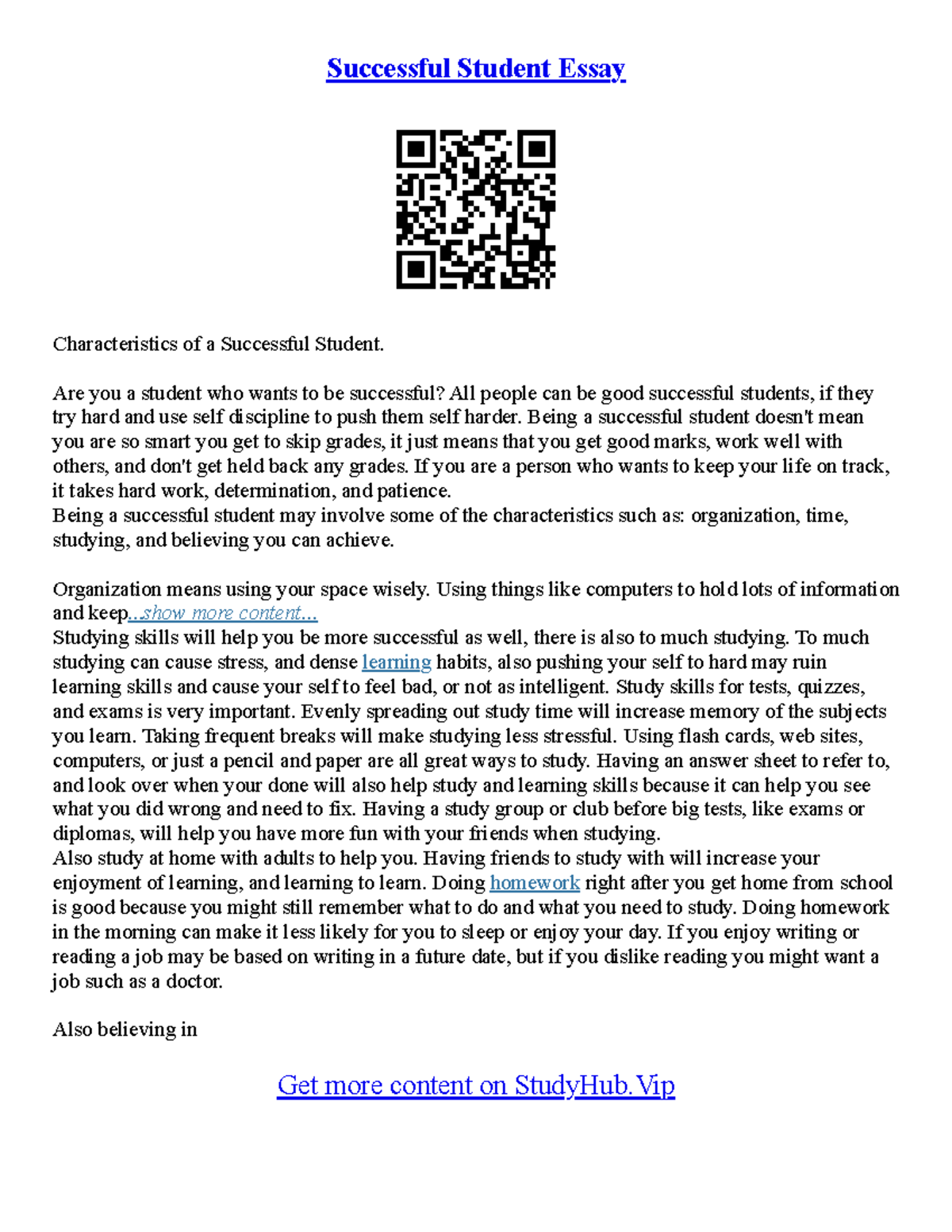 Sample Of A Good College Essay - Successful Student Essay ...