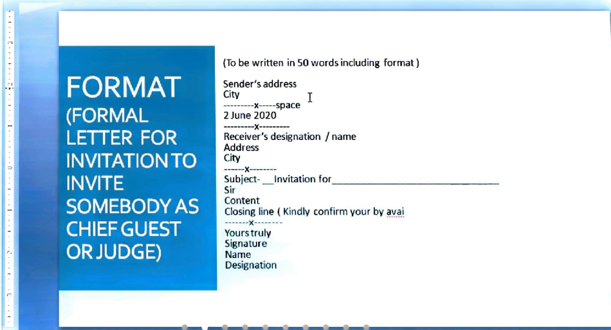 Invitation - Lecture notes 4 - (To be written in 50 words including ...