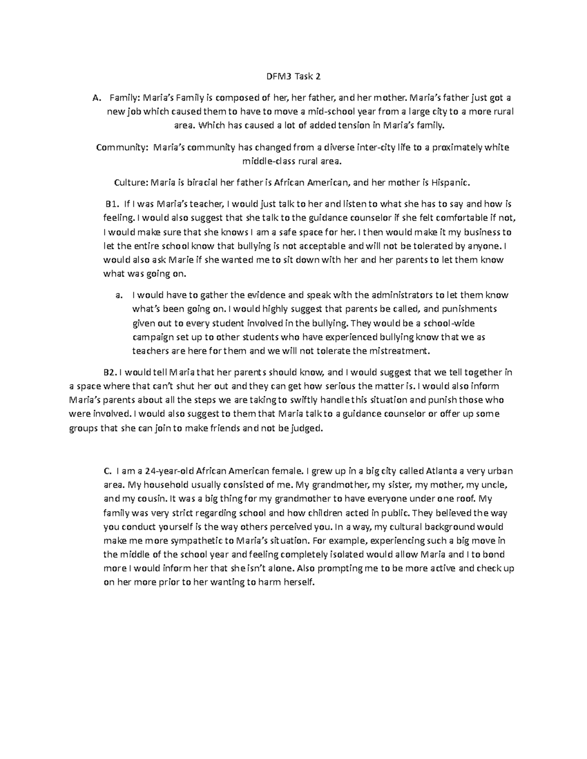 DFM3 Task 2 - PASSED - DFM3 Task 2 A. Family: Maria’s Family is ... DFM3 Task 2 - PASSED - DFM3 Task 2 A. Family: Maria’s Family is ...