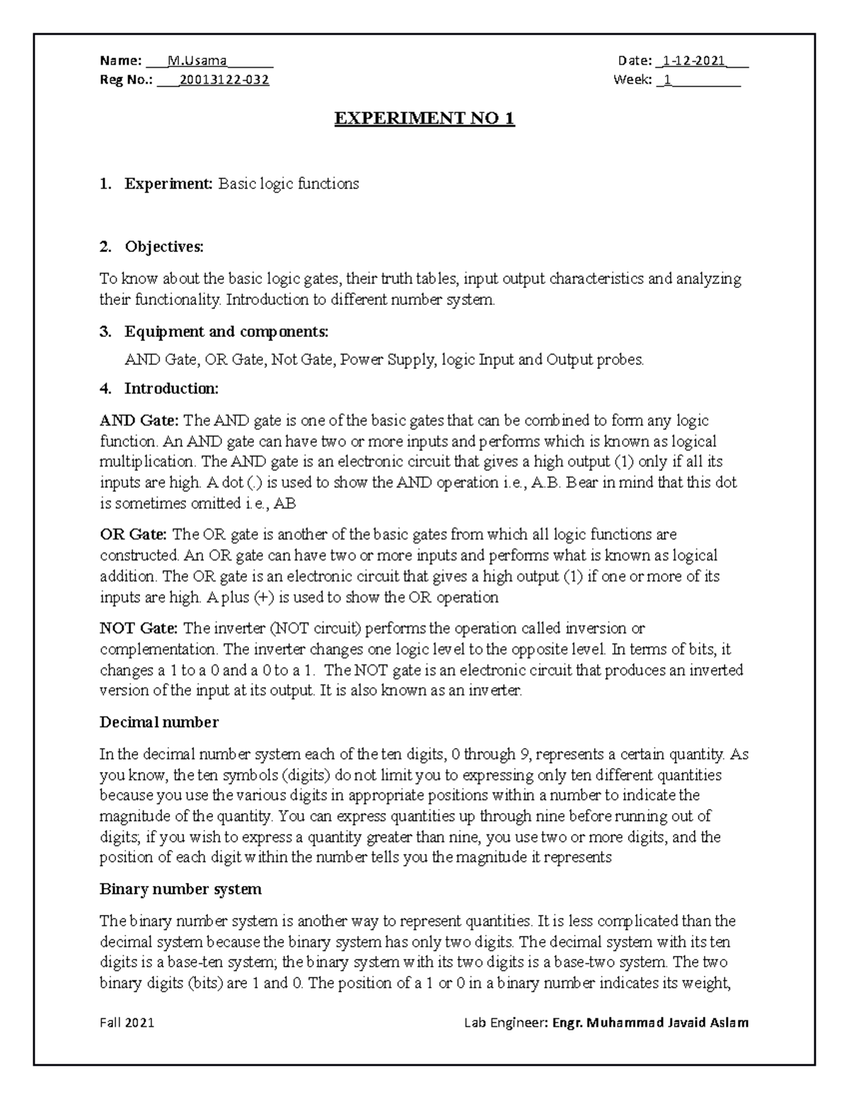 DLD EX1 - DLD - Digital Logic Design - UOG - Studocu