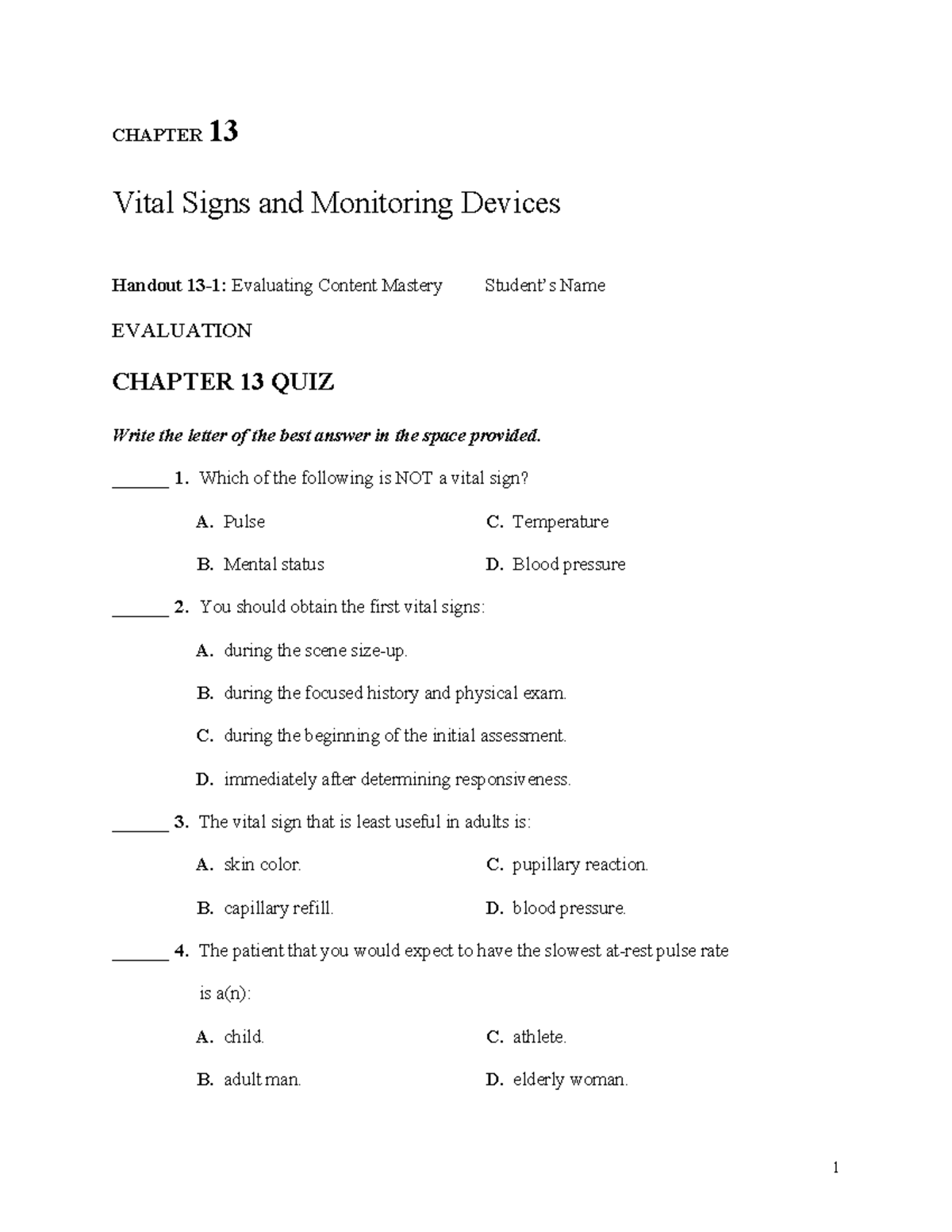 Ch13 RAH 0133945928 - ........... - CHAPTER 13 Vital Signs and ...