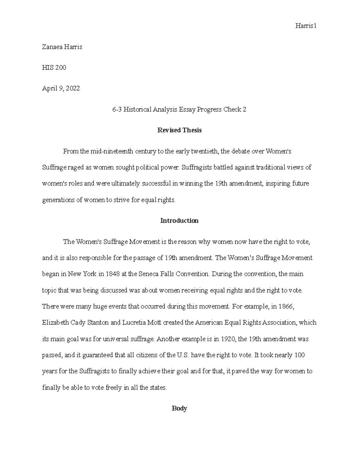 6-3 Historical Analysis Essay Progress Check 2 - Suffragists battled ...