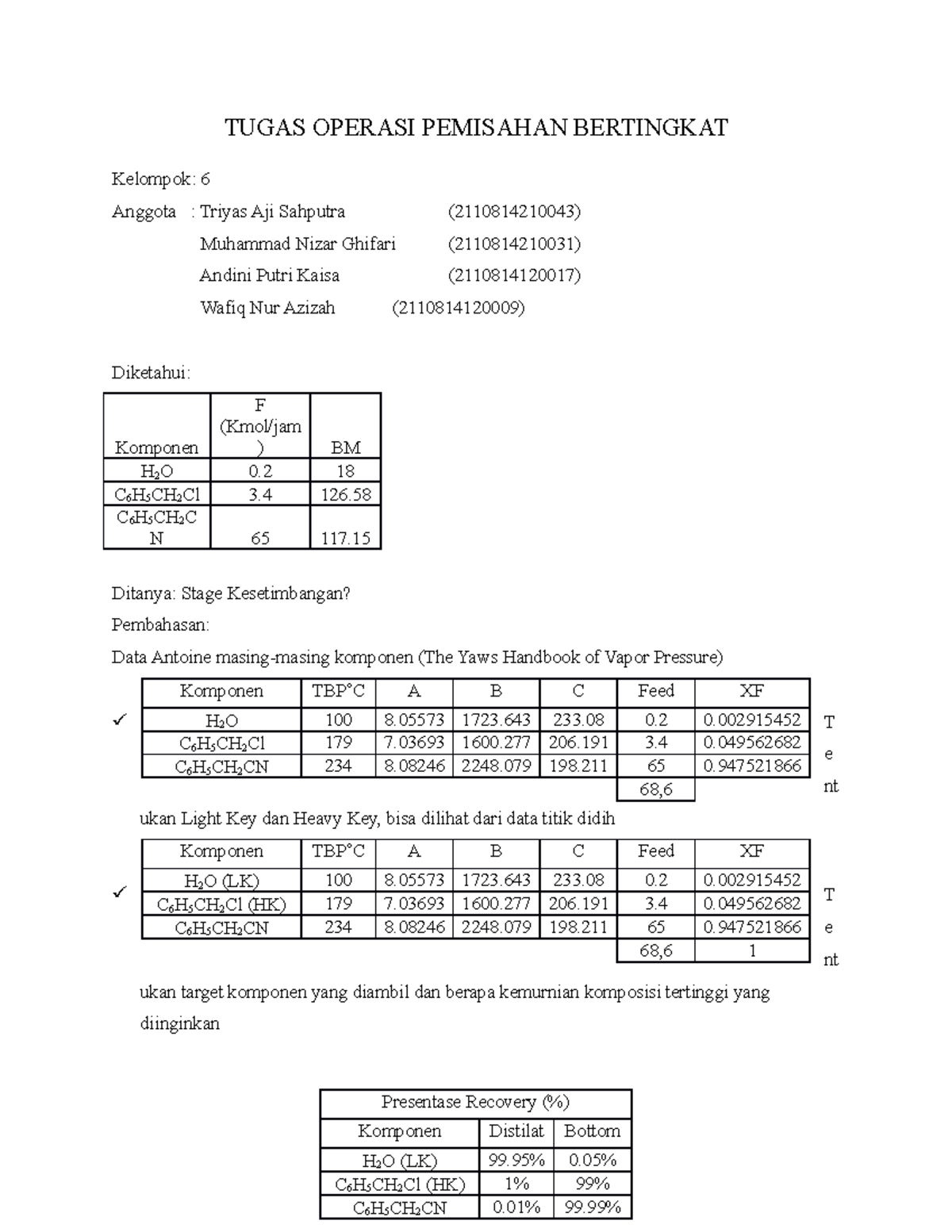 Tugas Operasi Pemisahan Bertingkat - TUGAS OPERASI PEMISAHAN BERTINGKAT ...