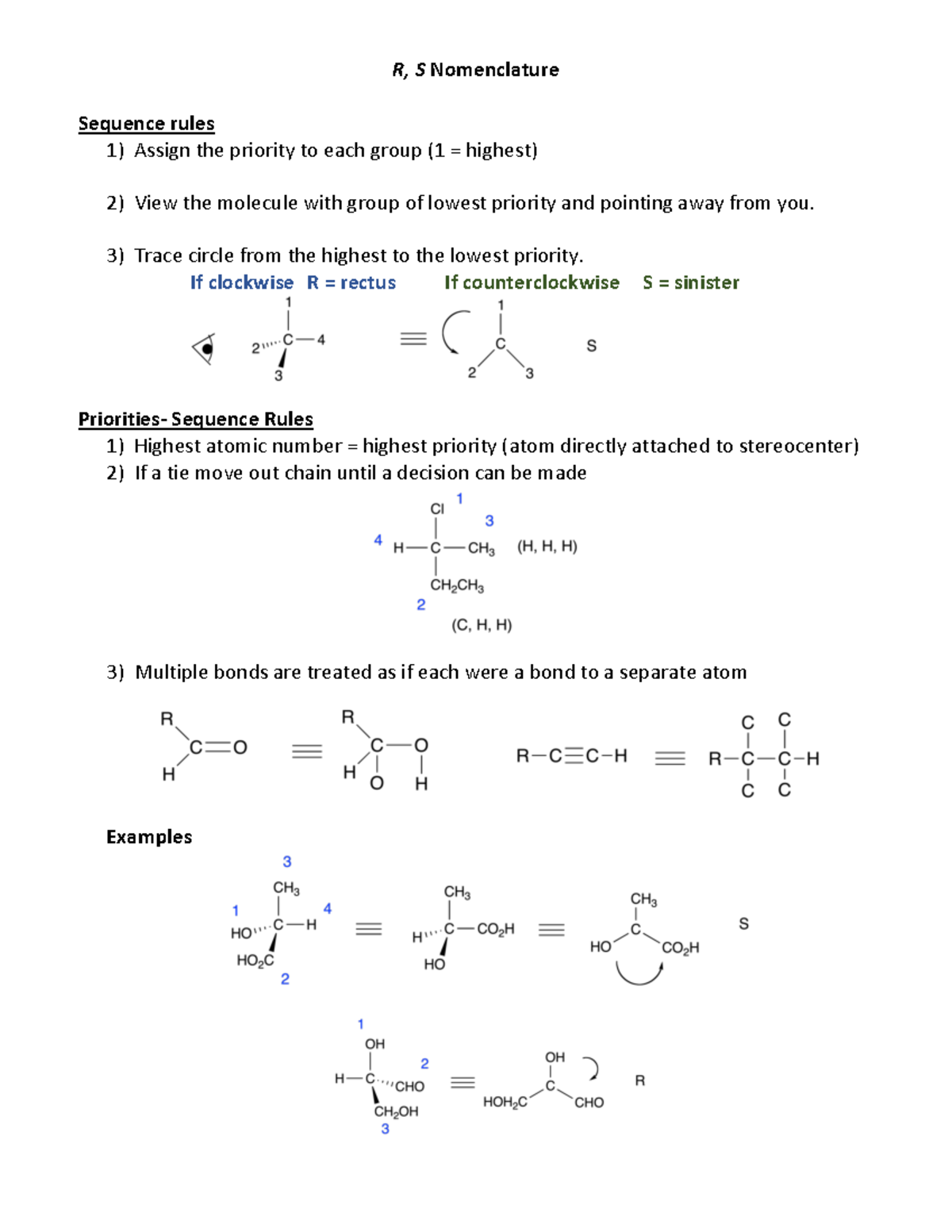 R&S rules 2019 - R, S Nomenclature Sequence rules Assign the priority ...