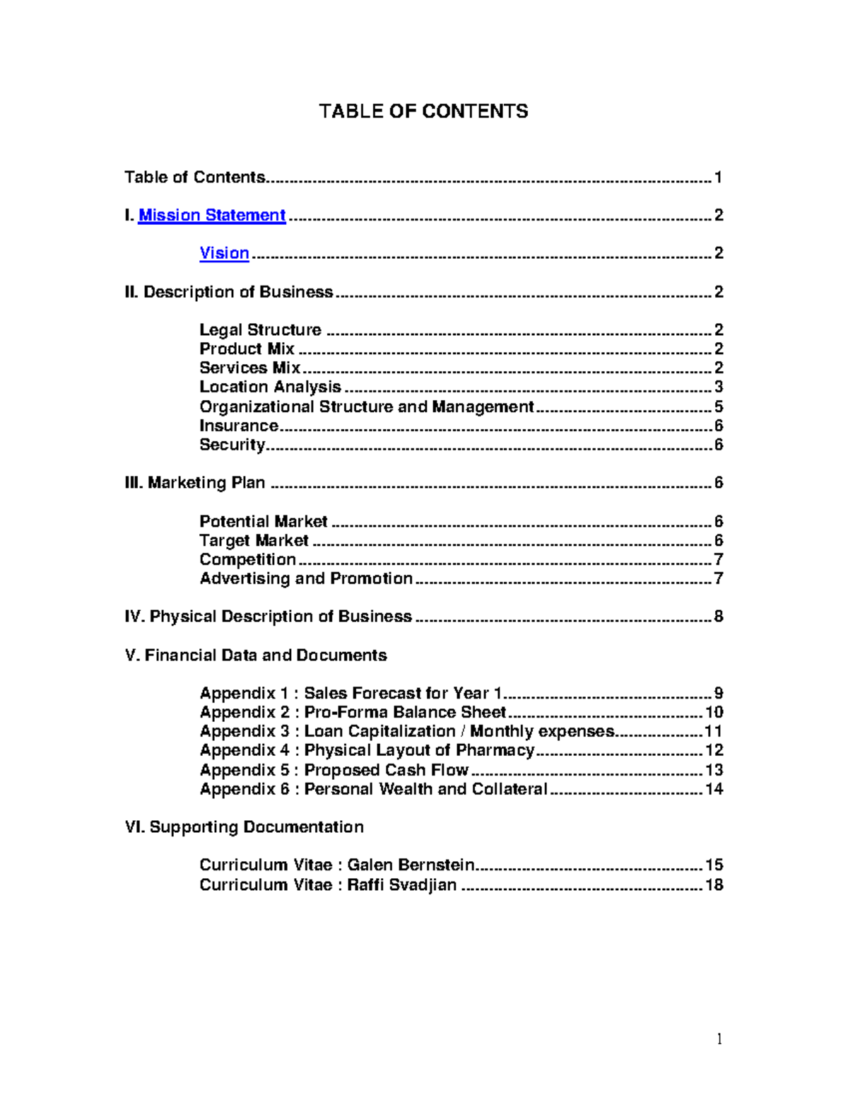 366883973 Sample Business Plan - TABLE OF CONTENTS Table of - Studocu