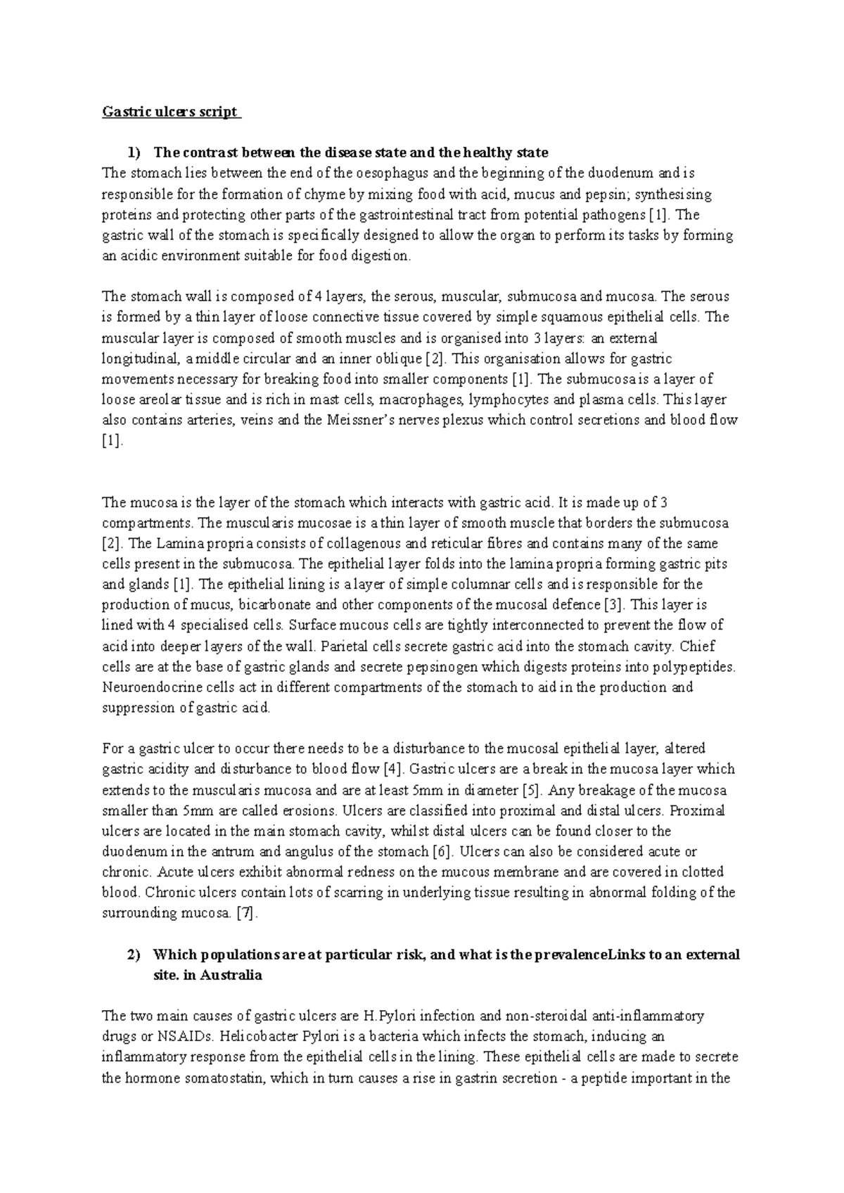 HAP disease presentation script - Gastric ulcers script 1) The contrast ...