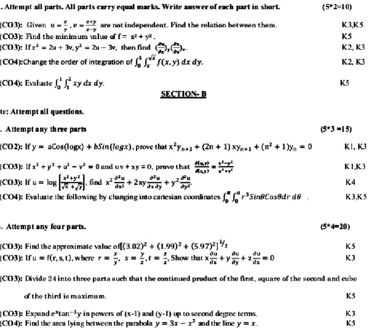 Questions to practice - . Attempt all parts. All parts carry equal ...