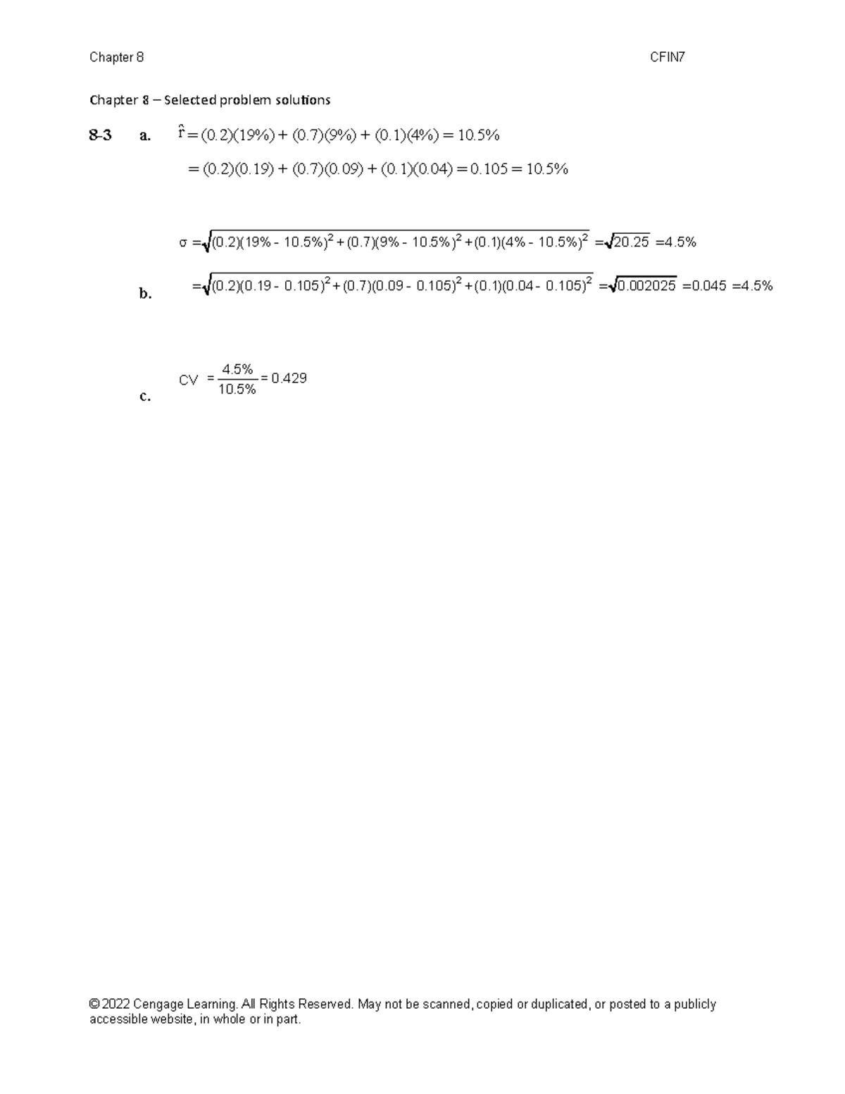 Chapter 8 Selected Solutions - Chapter 8 CFIN Chapter 8 – Selected problem solutions 8-3 a ...