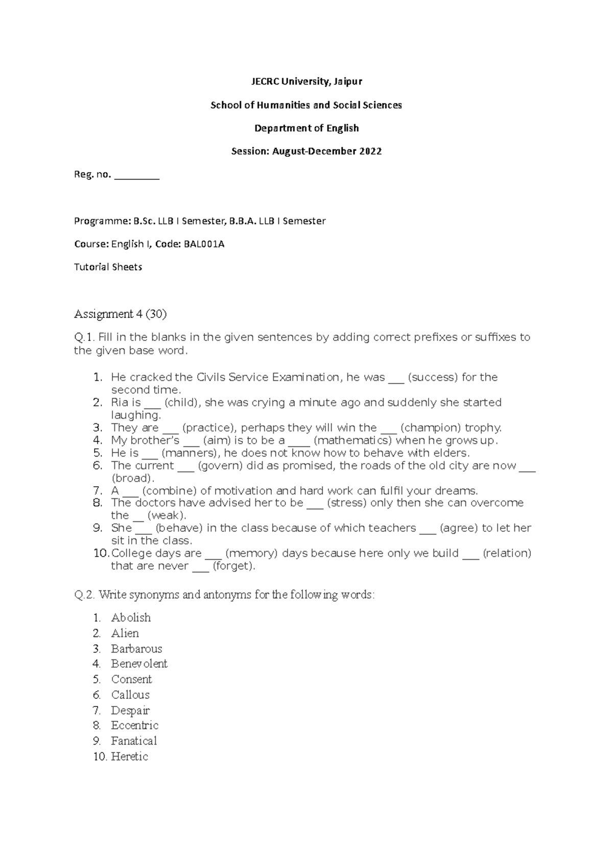 Assignment 2 - Brief summary of some topics. - JECRC University, Jaipur ...