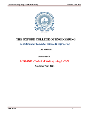 Technical writing with latex - BCSL456D - VTU - Studocu