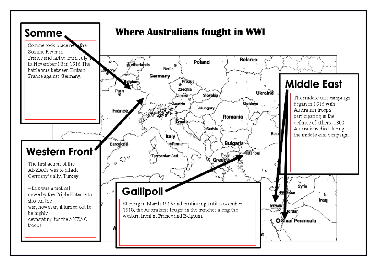 Where Australians fought in WWI - Participating in the defence of the ...