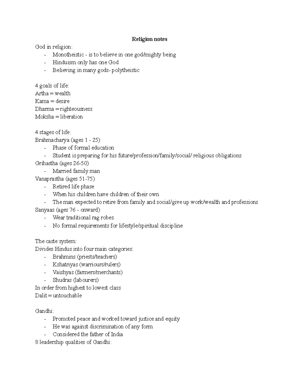 Religion test notes - Google Docs - Religion notes God in religion ...