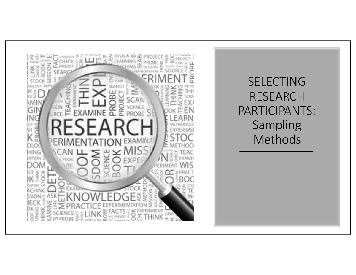 Chapter 5 Selecting Research Participants - SELECTING RESEARCH ...