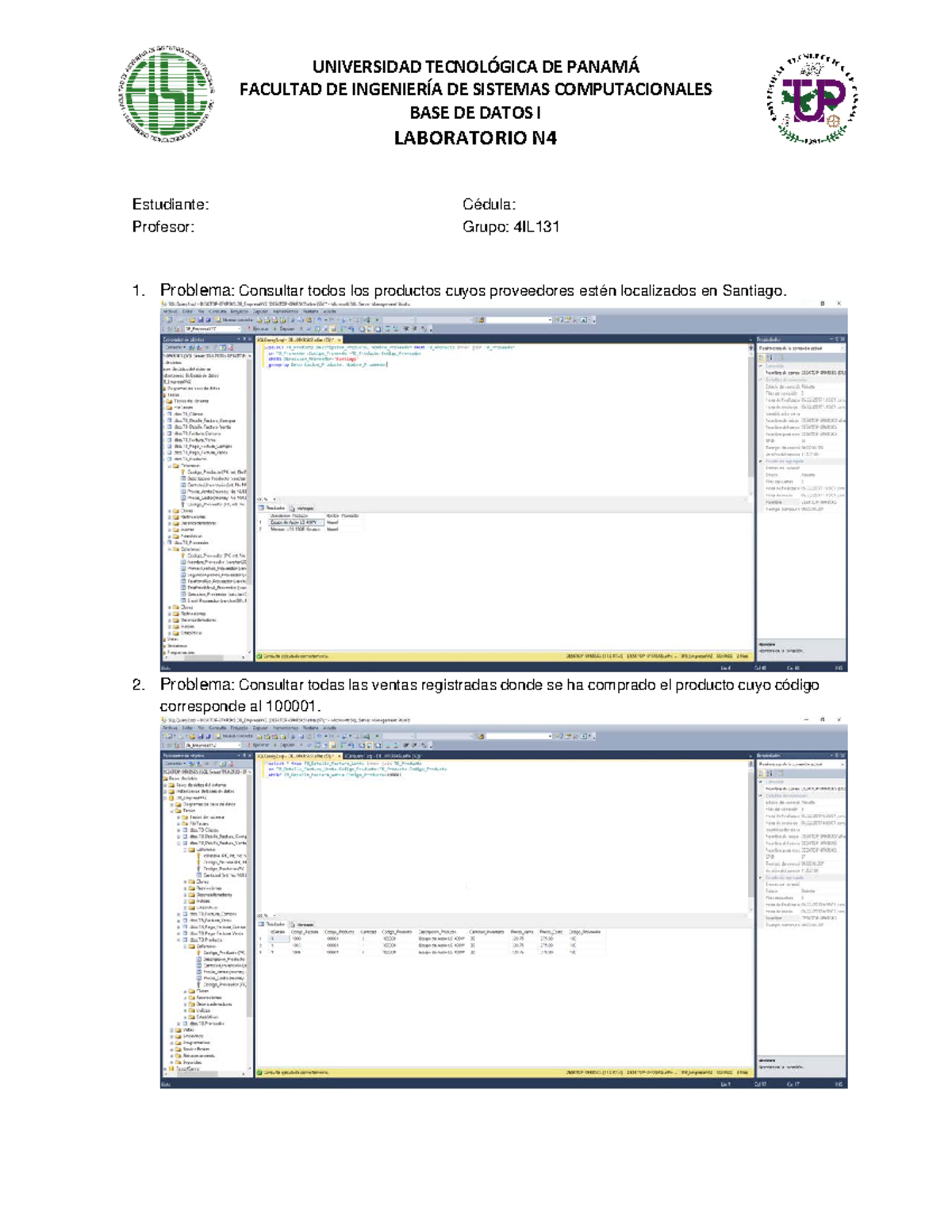 Laboratorio N 4 - practica de consultas sql - Warning: TT: undefined function: 32 FACULTAD DE ...