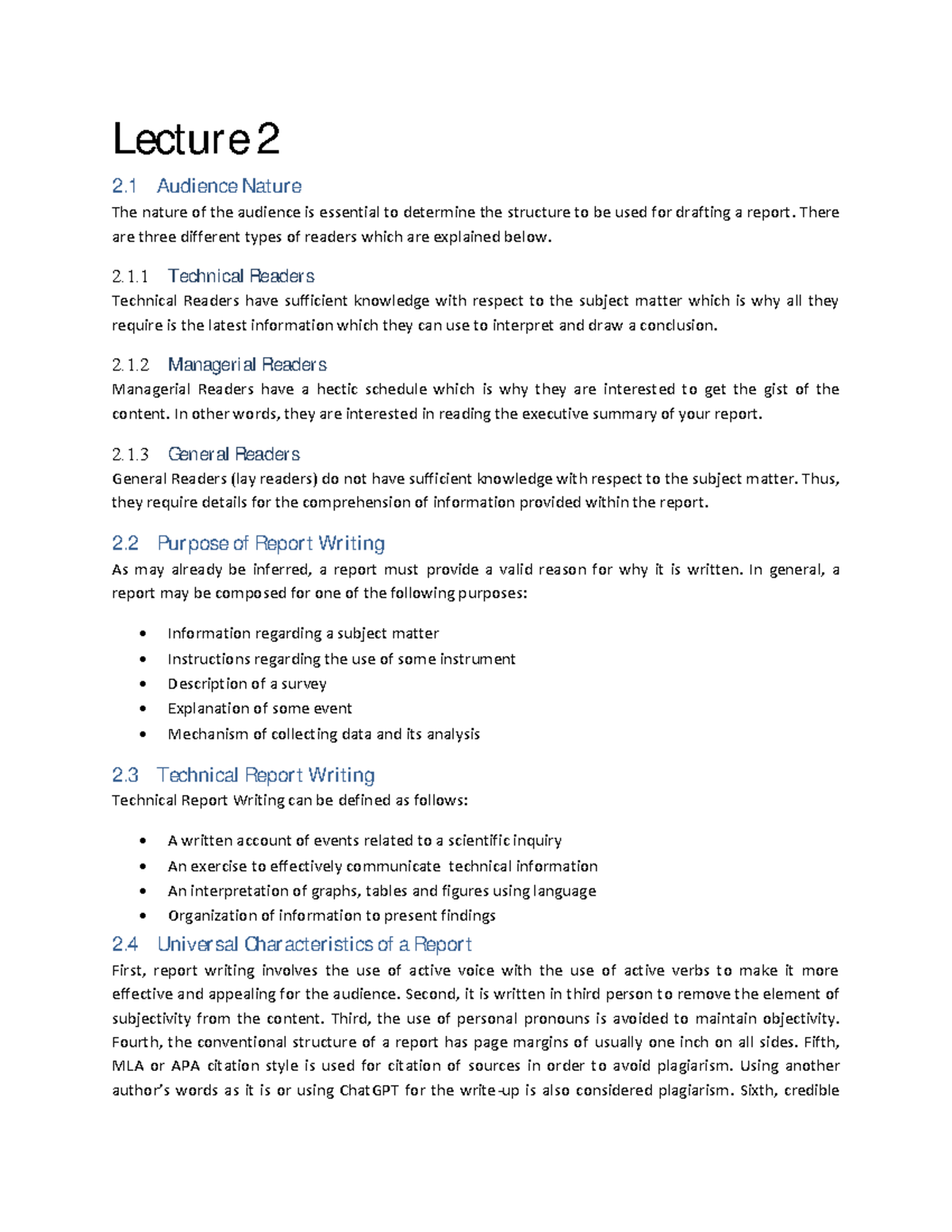 HUM102 Lecture 02 - Leacture Note 02 - Lecture 2 2 Audience Nature The nature of the audience is ...