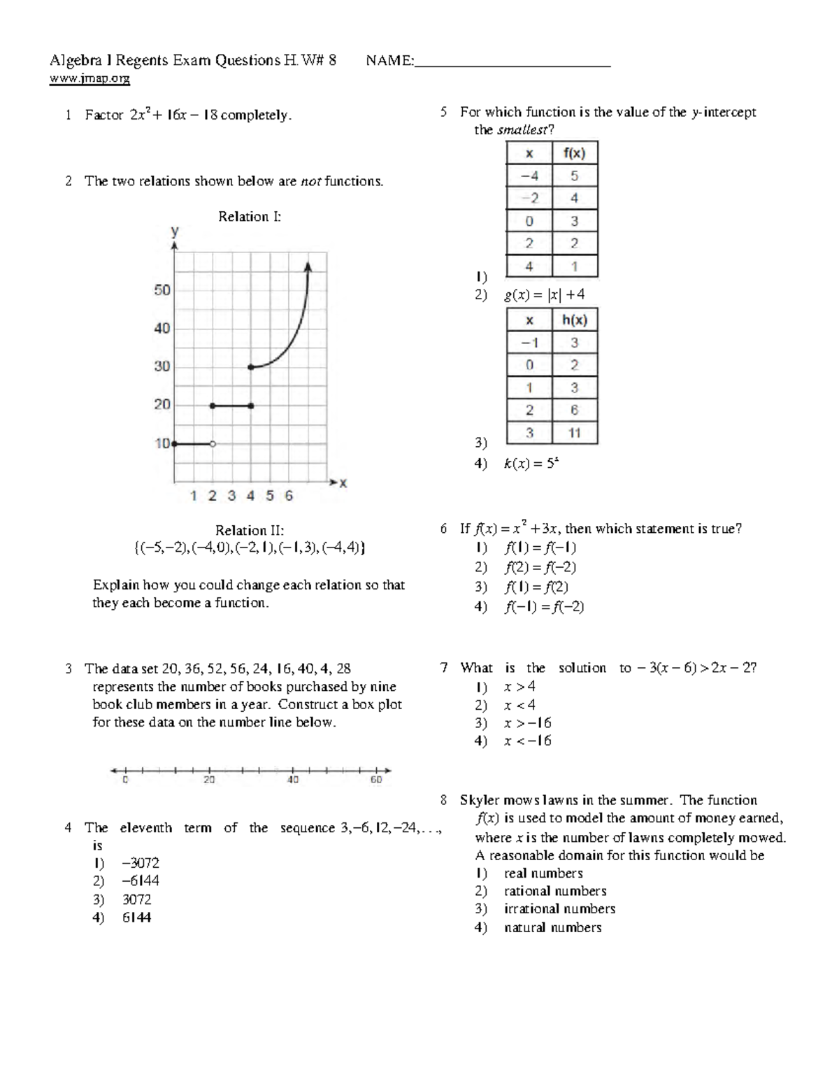 Regents Review H - Radiographic Procedures 3 - Algebra I Regents Exam ...