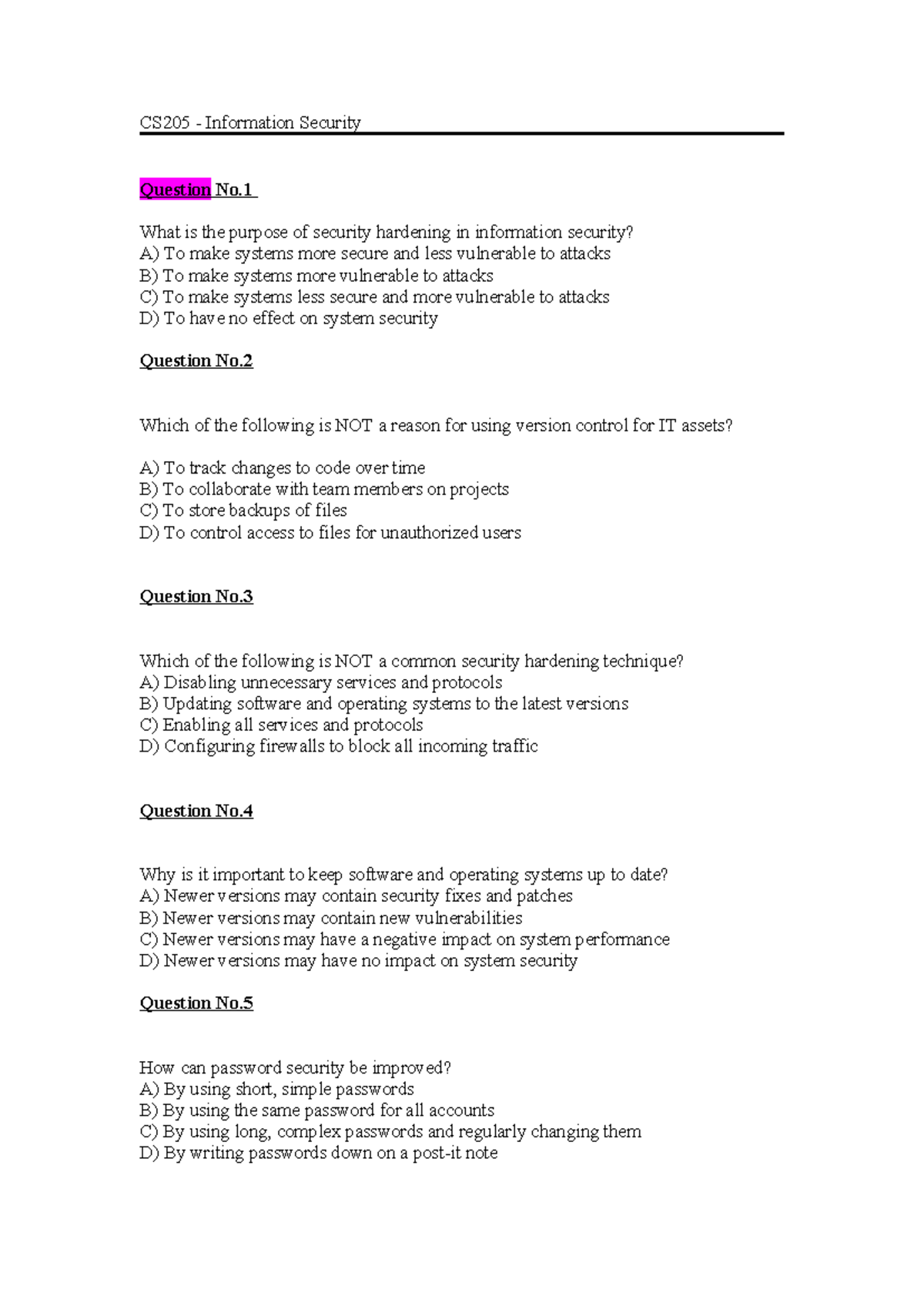 CS205-Sample Paper - It will be help to prepare the exam of cs205 ...