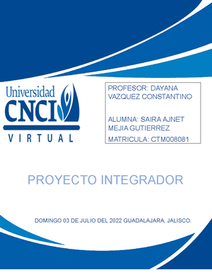 Proyecto Integrador Psicologia General - Universidad Virtual CNCI Materia: Psicología general ...