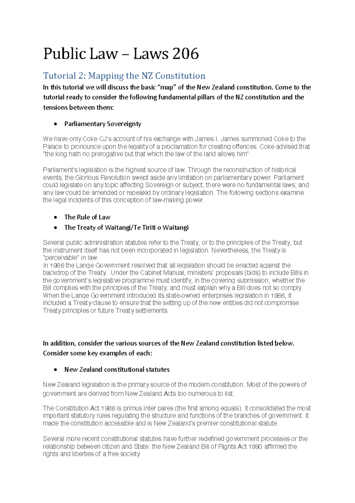 Tutorial 2 public law - Public Law – Laws Tutorial 2: Mapping the NZ ...