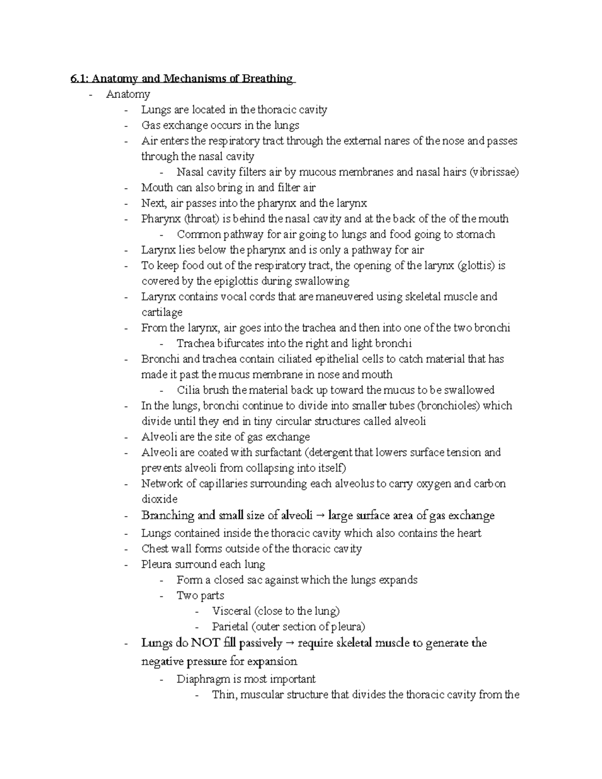 Chapter 6 Respiratory System - 6: Anatomy and Mechanisms of Breathing ...