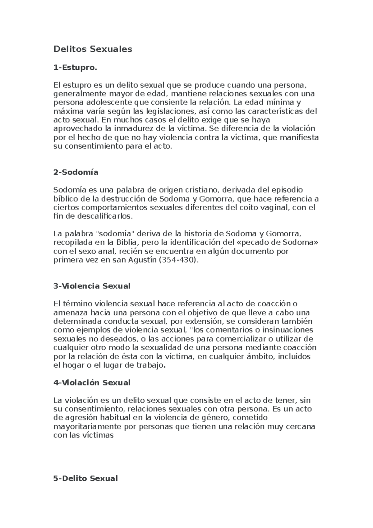 Delitos Sexuales forense - Delitos Sexuales 1-Estupro. El estupro es un ...