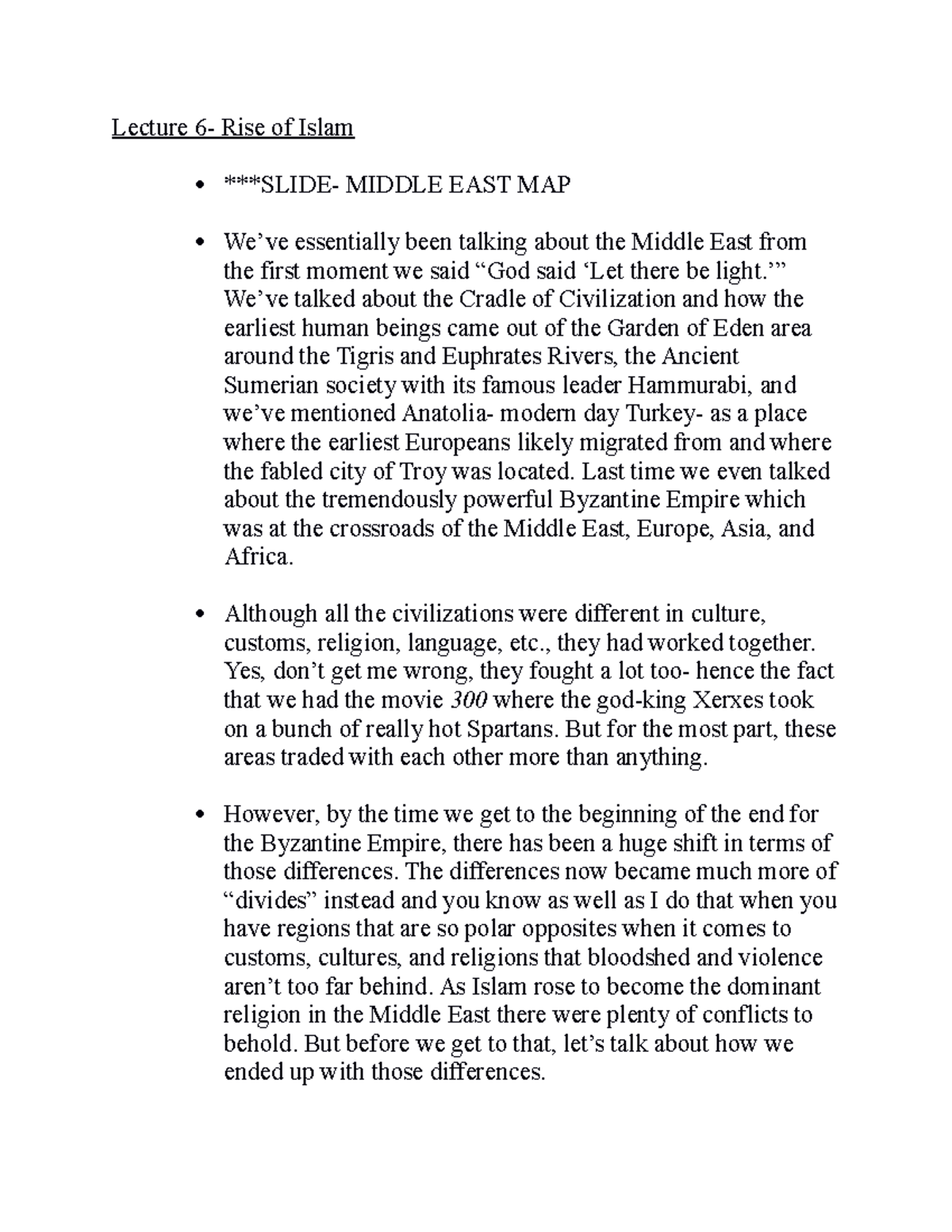 Lecture 6- Rise of Islam - HIST 2310 - Studocu