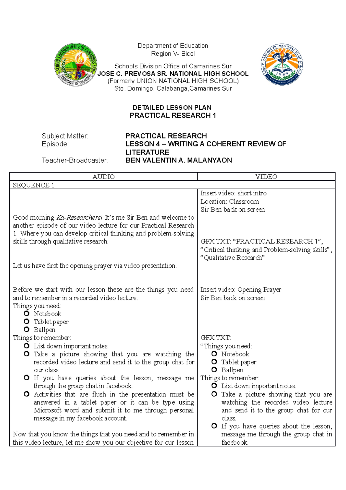 Demo script 2 final - This will help you to learn - Department of ...